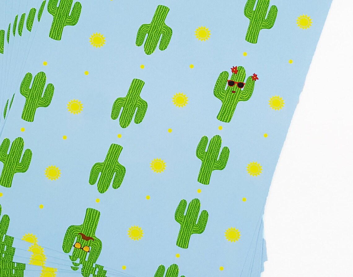 Cactus Scrapbook Paper Succulent Decoupage Paper Desert Papercraft ...