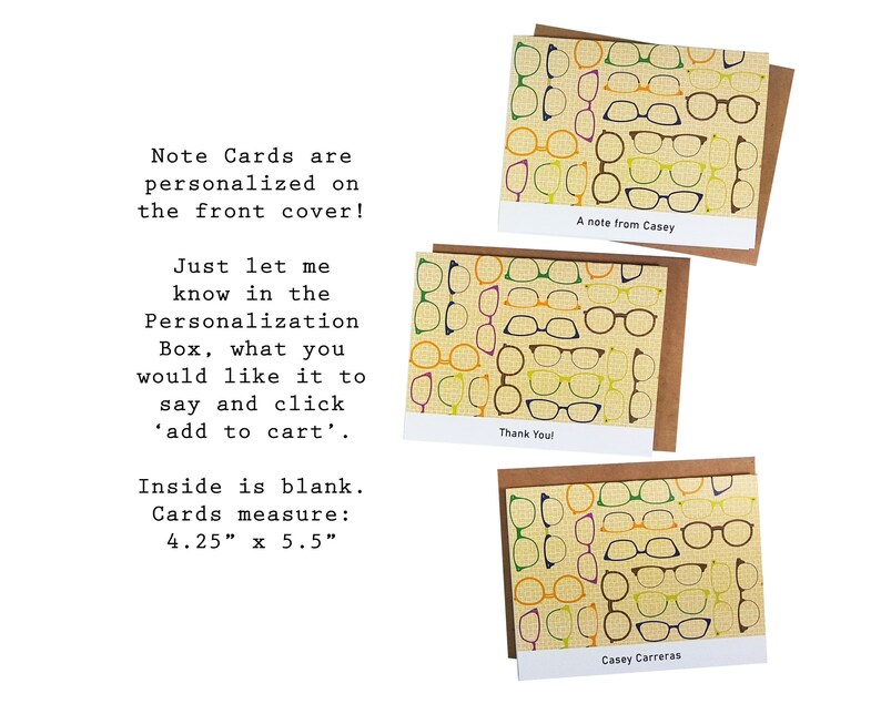 Glasses Stationary Optometry Note Cards Optometrist Thank You | Etsy