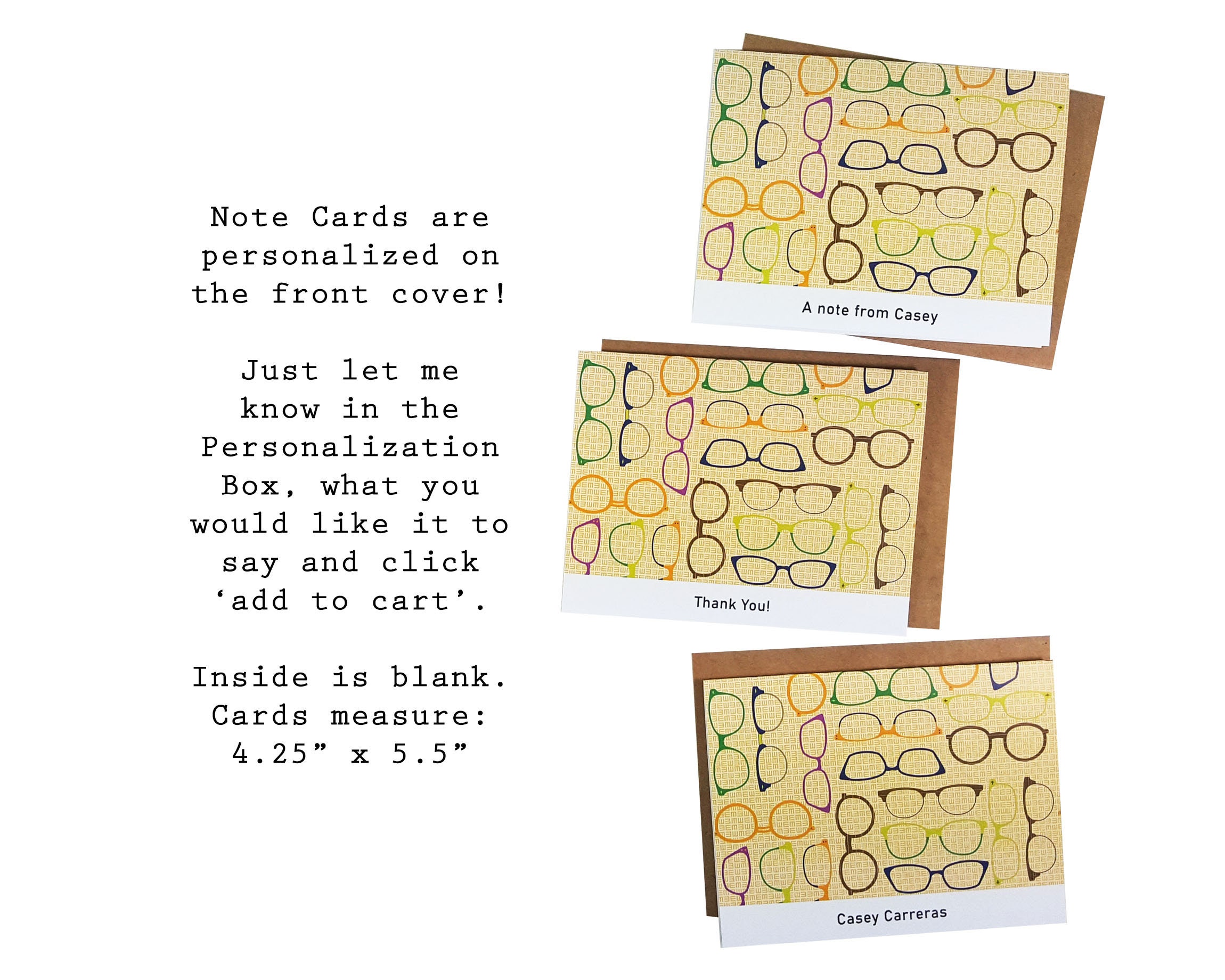 Glasses Stationary Optometry Note Cards Optometrist Thank You Cards ...