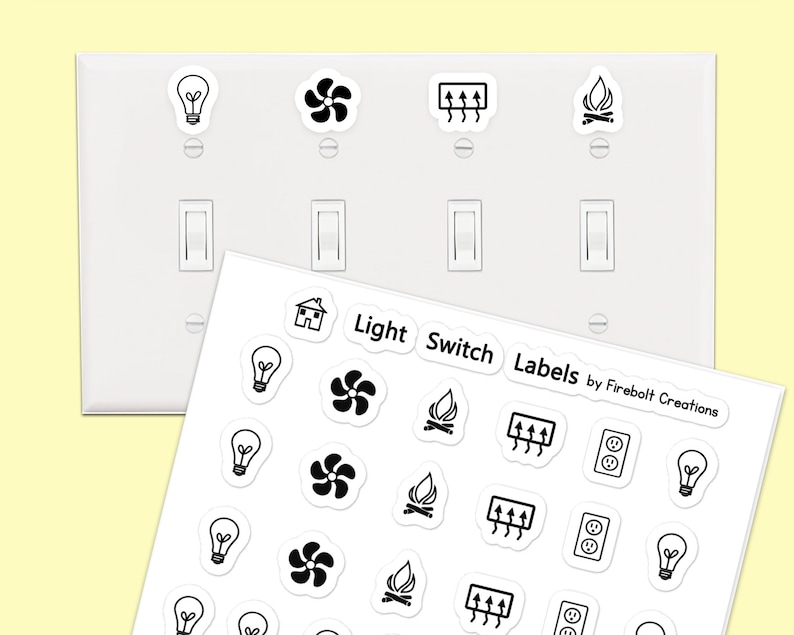 Light Switch Labels Print Font Switch Plate Stickers USA - Etsy