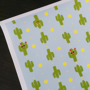 Cactus Gift Wrapping Paper Plant Lady Succulent Gift Wrap Desert Cactus ...
