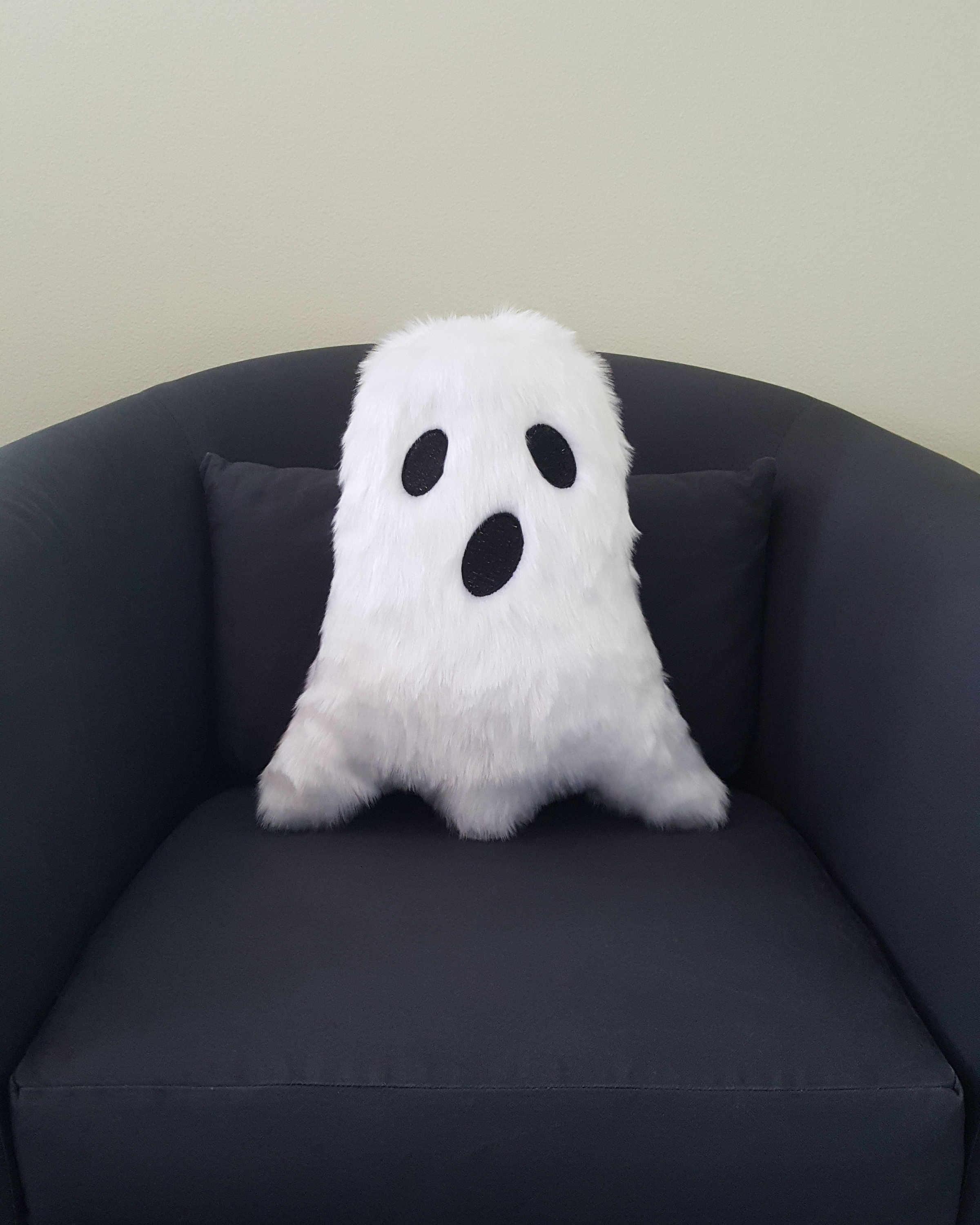 Furry Ghost Pillow Halloween Decor black and white spooky | Etsy