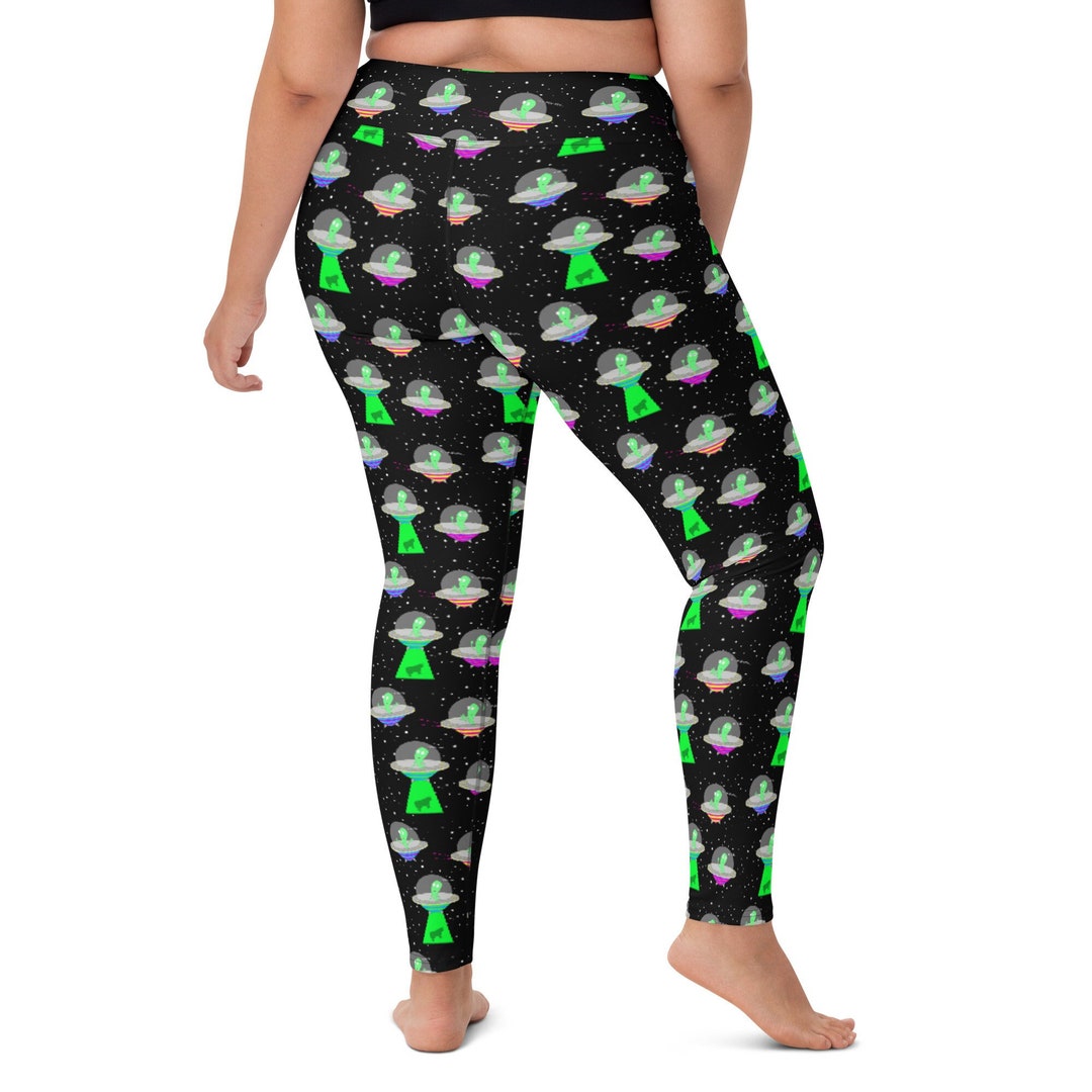 Aliens in Space Leggings - Outer Space Yoga Pants, Ufo Festival Pants ...