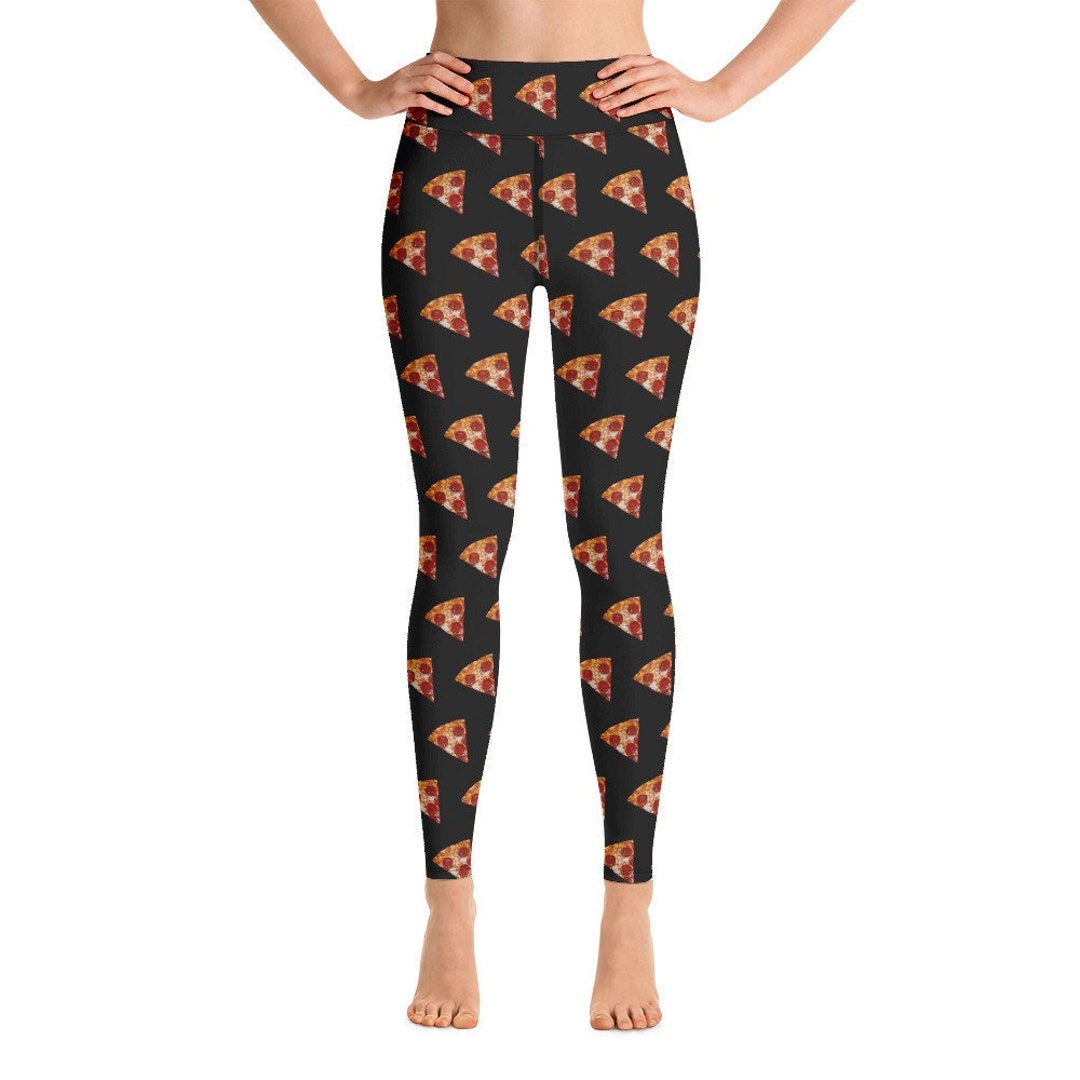 Pizza Leggings, Funny Yoga Pants, Food Festival Pants, Pepperoni Pizza Tights, Gift for Women ...