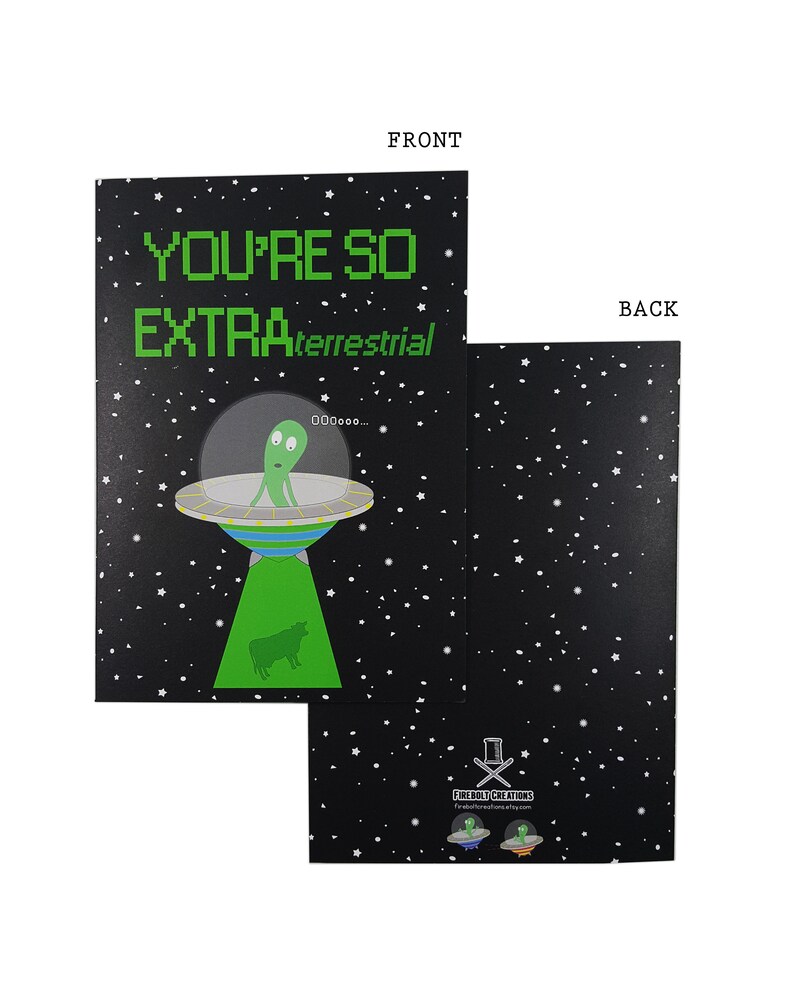 Alien Greeting Card Galaxy Funny Birthday Card Outerspace - Etsy