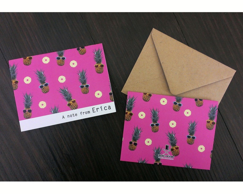 Pineapple Personalized Note Cards With Envelopes Tropical - Etsy