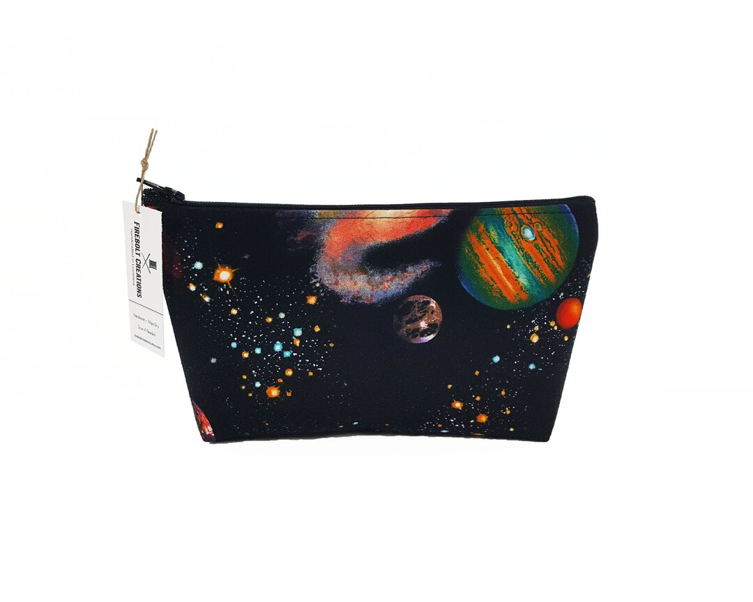 Space Cosmetic Pouch Planets Toiletry Bag Cosmic Accessory Star Zipper ...
