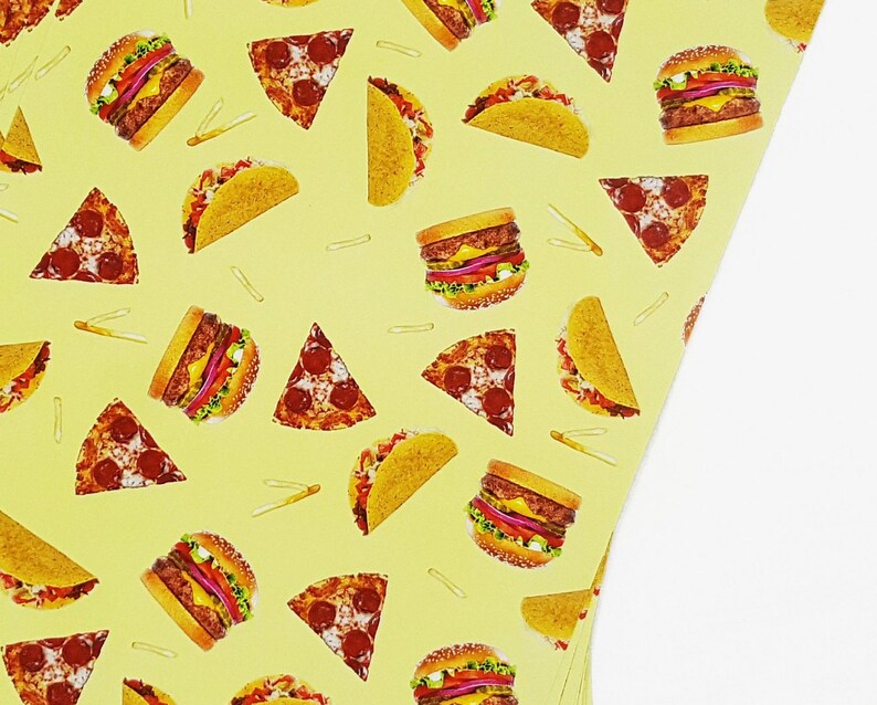 Foodie Scrapbook Paper: Pizza, Taco, Burger Print (10 Sheets) - Etsy