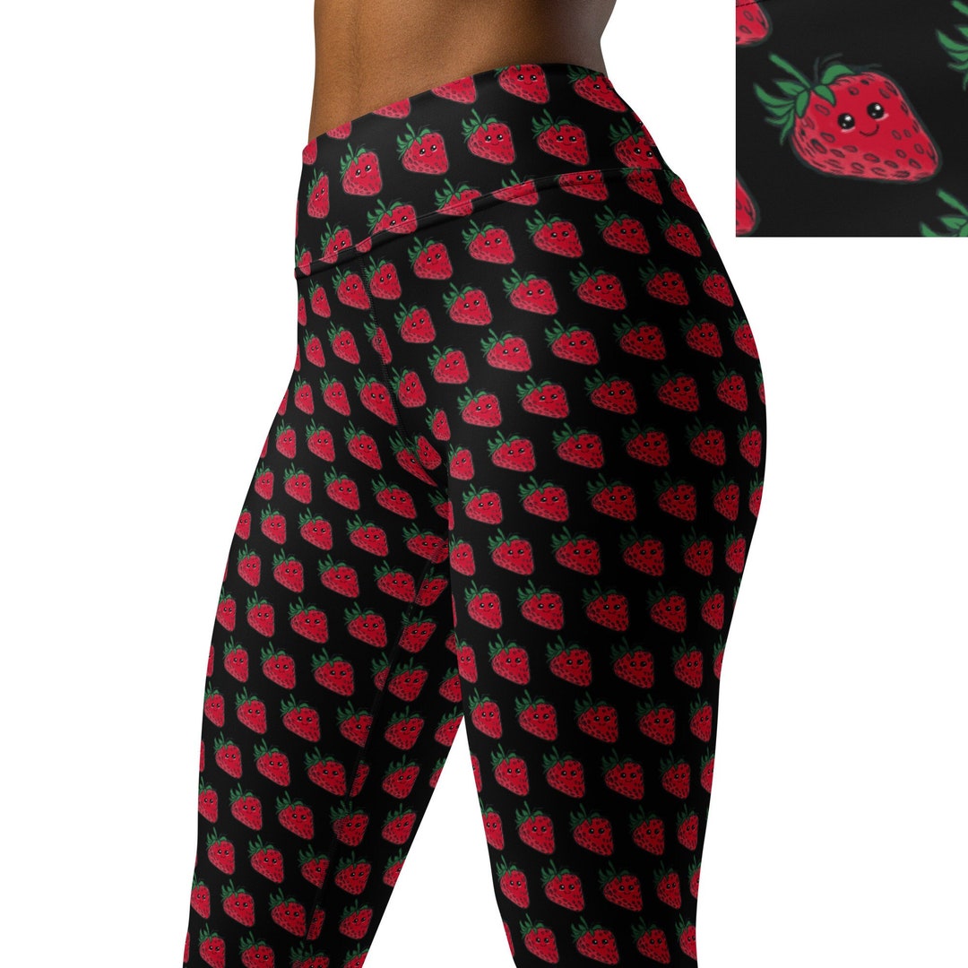 Strawberry Leggings, Fruit Tights, Food Yoga Pants, Strawberry Festival ...