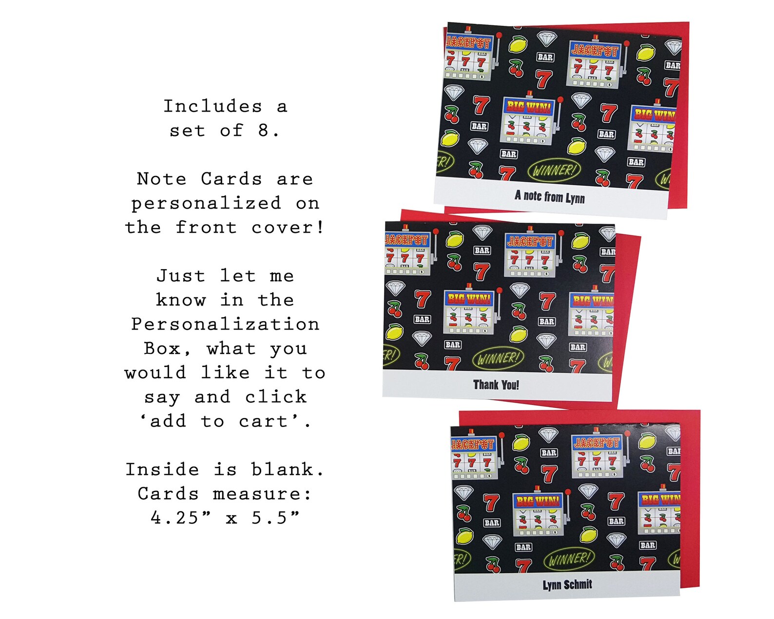 Casino Personalized Stationary Slot Machine Thank You Cards - Etsy