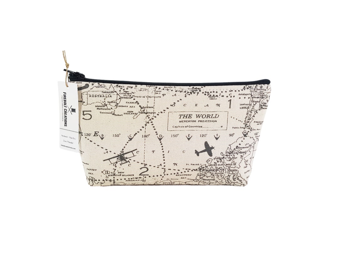 Airplane Map Cosmetic Pouch Shaving Toiletry Bag Travel Gift Makeup Bag ...