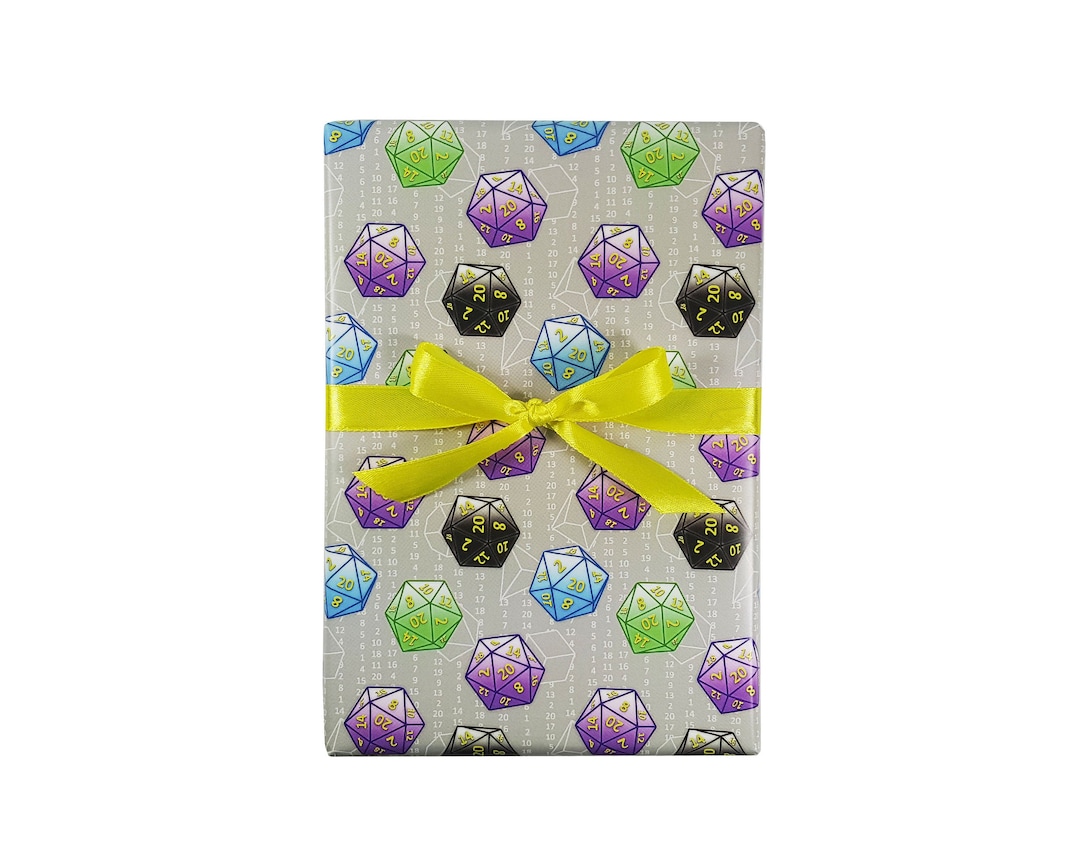 D20 Dice Wrapping Paper: Gamer Gift Wrap, RPG Polyhedral Design - Etsy