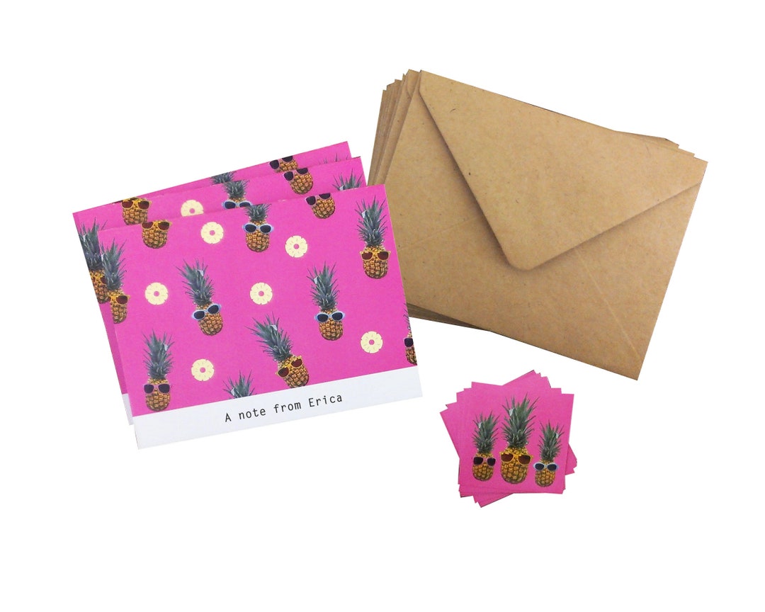 Pineapple Personalized Note Cards With Envelopes Tropical Birthday ...