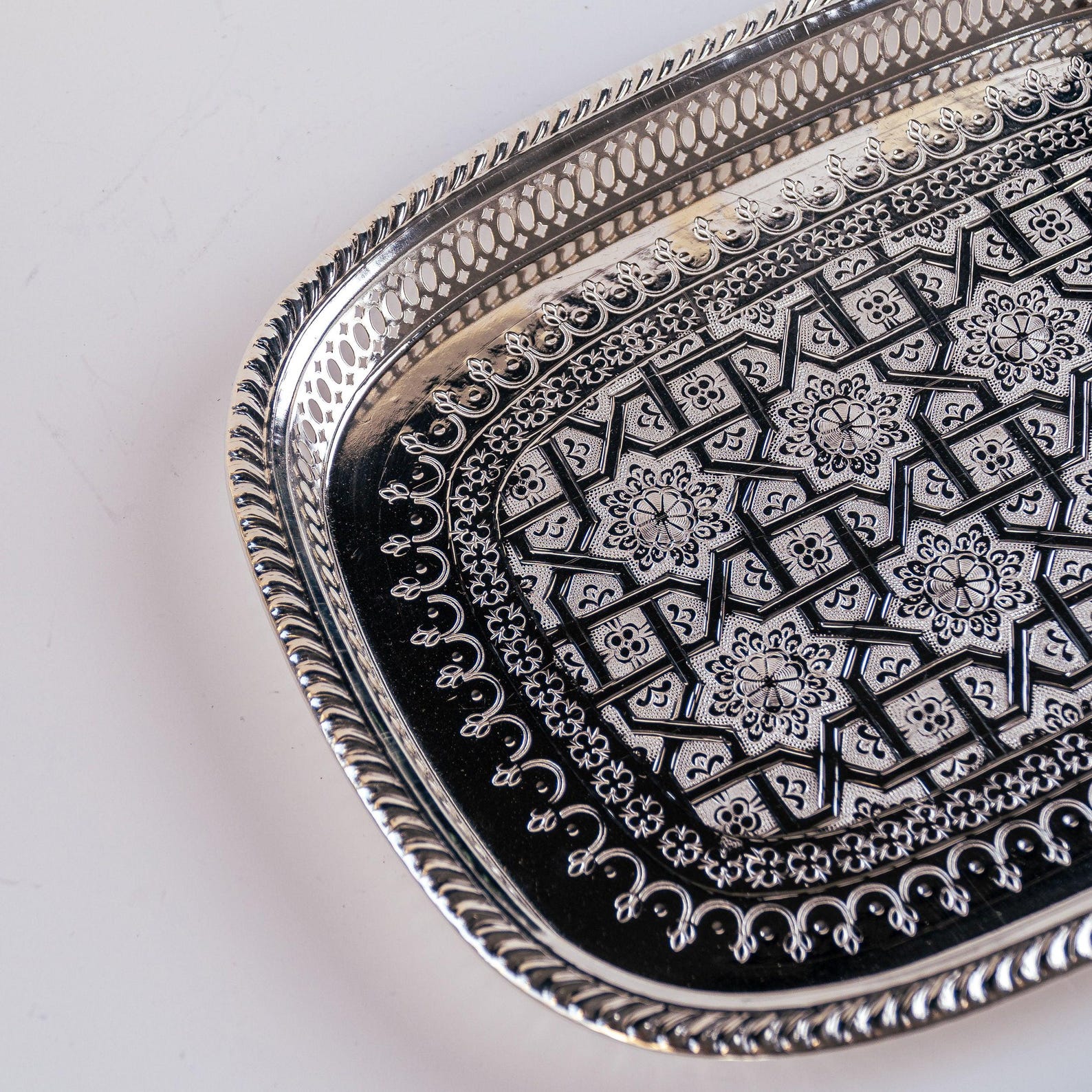 KHATEM | Moroccan Handmade Authentic Brass Tea Tray, Moroccan Tea Tray ...