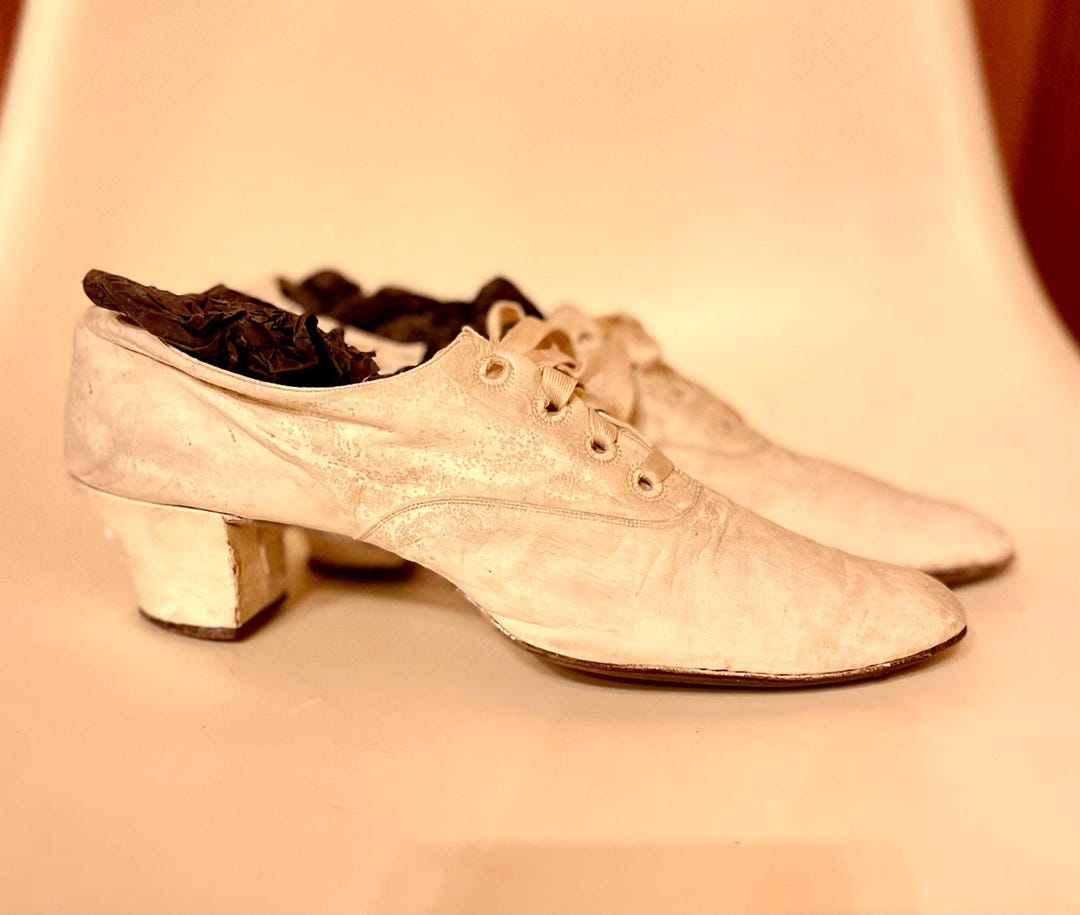 Antique Edwardian White High Heel Lace-up Shoes - Etsy