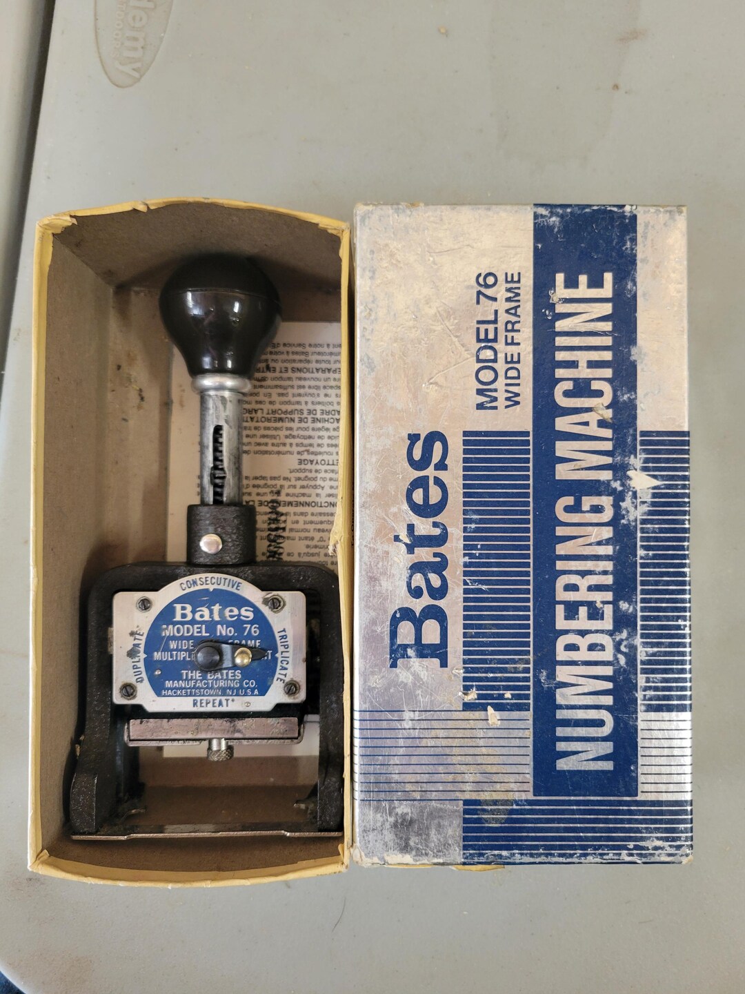 RARE Vintage Bates Numbering Stamp Machine. Model Number 76 With Box ...