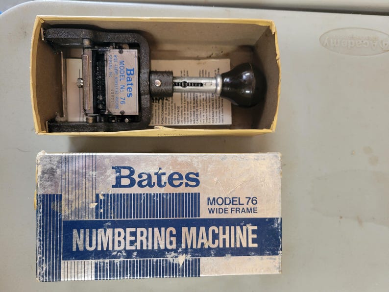 RARE Vintage Bates Numbering Stamp Machine. Model Number 76 With Box ...