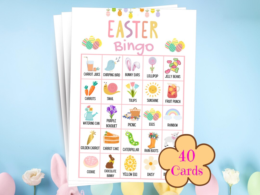 40 Easter Bingo Cards Printable, Easter Bingo Game for Kids, Easter ...