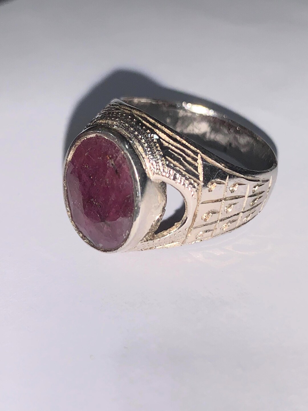 Men’s Natural Ruby 925 Sterling Silver Ring | Bague Homme Rubis, Ruby ...
