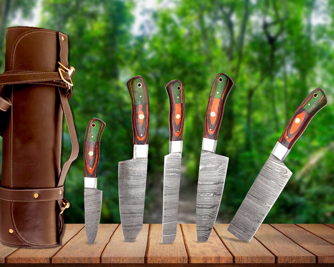 Norse Chef Knife Set With Leather Roll Viking Butcher Knife Set Special ...