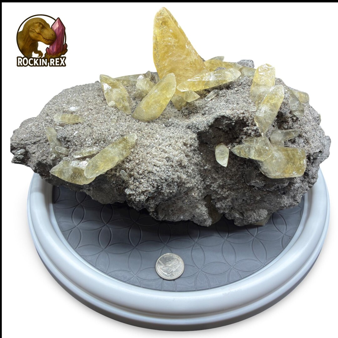 HUGE Sweetwater Mine Calcite on Matrix • Big Yellow Scalenohedrons W ...