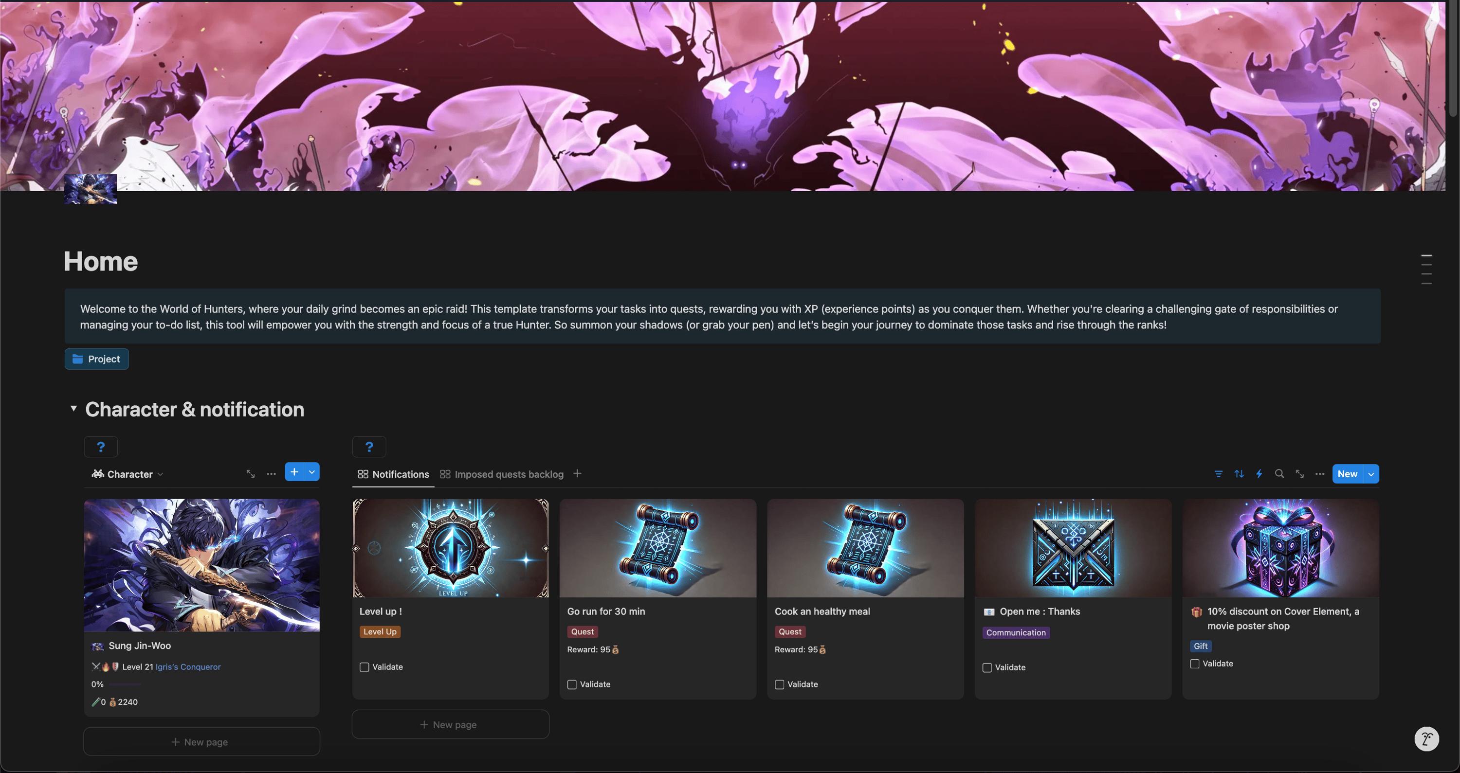 Solo Leveling - the Notion Template - Etsy