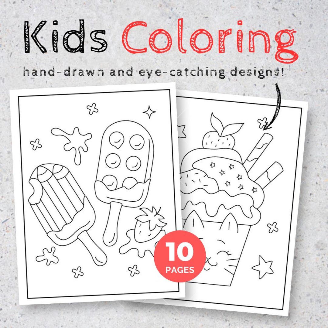Ice Cream Kids Printable Coloring Pages (PDF) - Etsy Canada