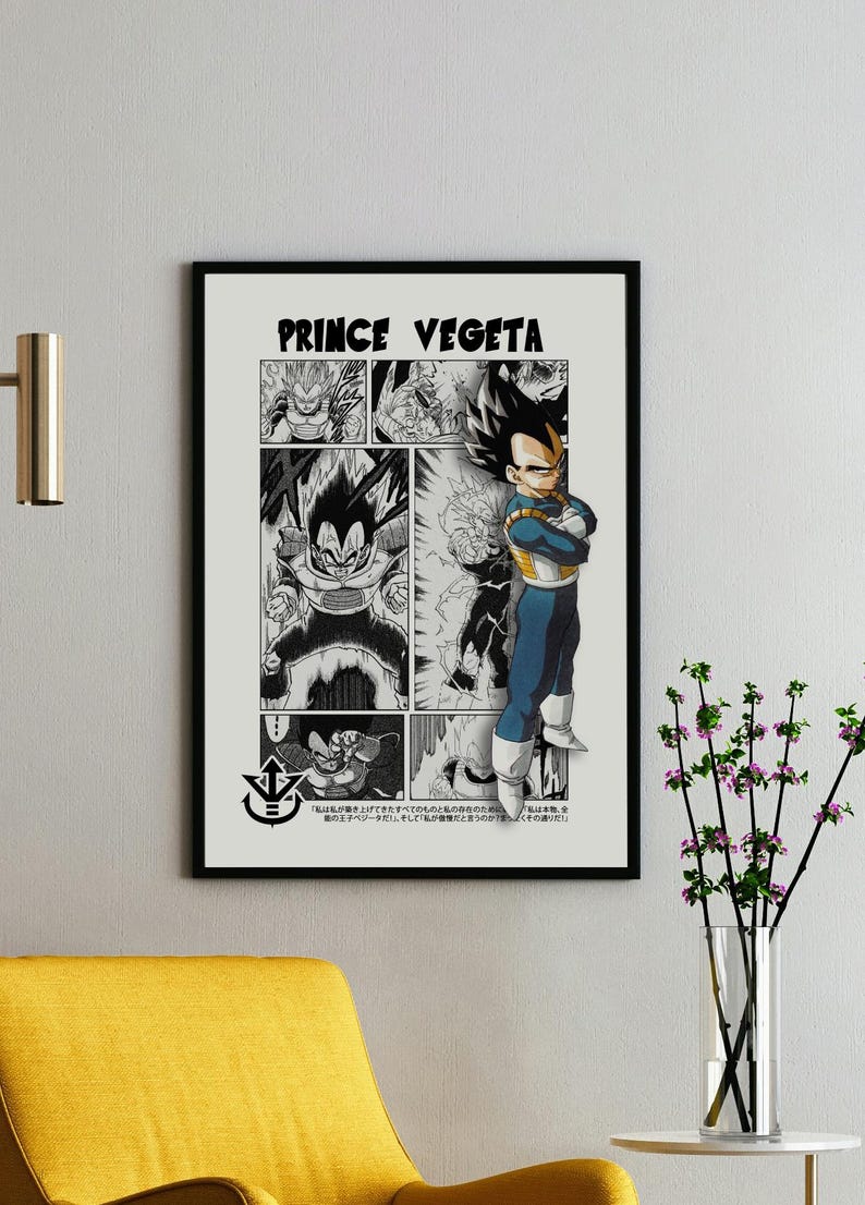DBZ Vegeta Art - Manga Art Print - Anime Art Print - 1 Piece Set Art ...