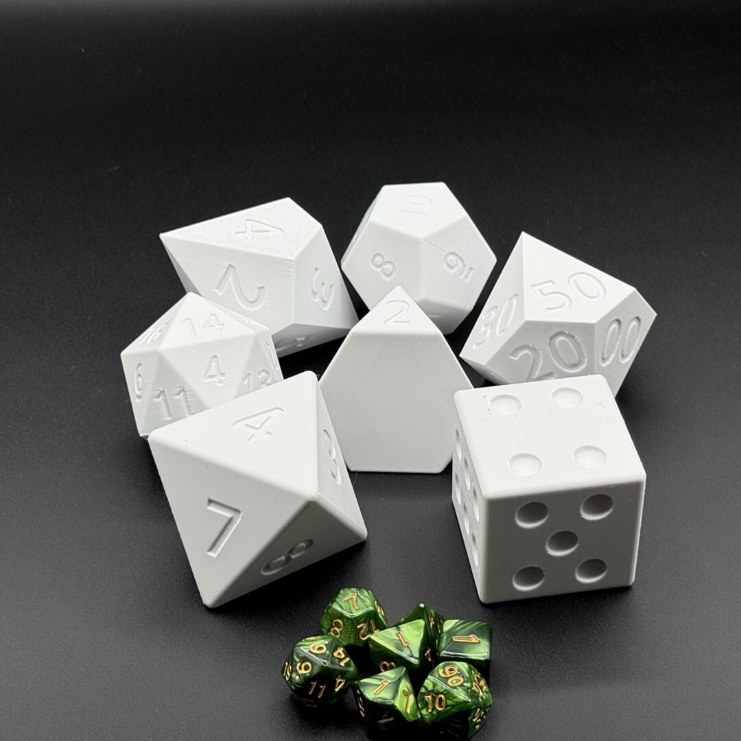UPDATED - Oversized White D&D Dice Set | 2" Dice | D4, D6, D8, D10 ...