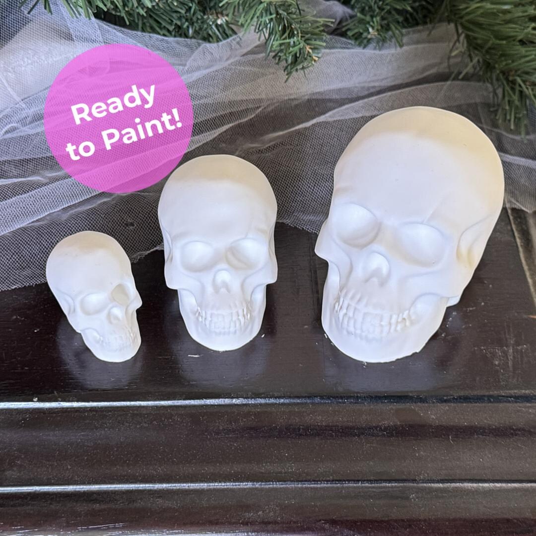 Set of 3 Skulls - Ready to Paint! 3 Different Sizes. DIY Painting ...