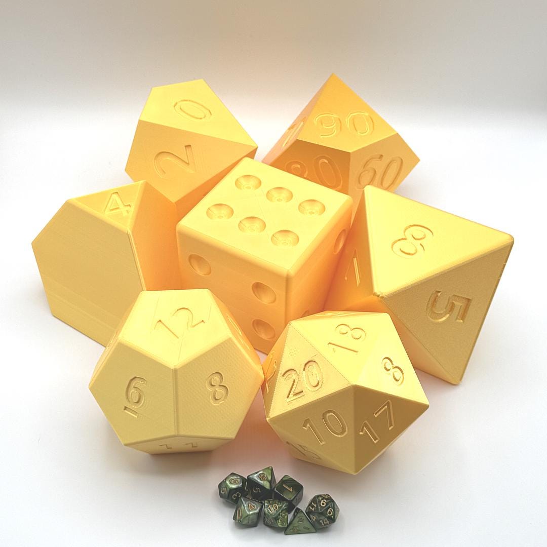 UPDATED - Special Edition - Gold Large D&D Dice Set | 4" Dice | D4, D6 ...