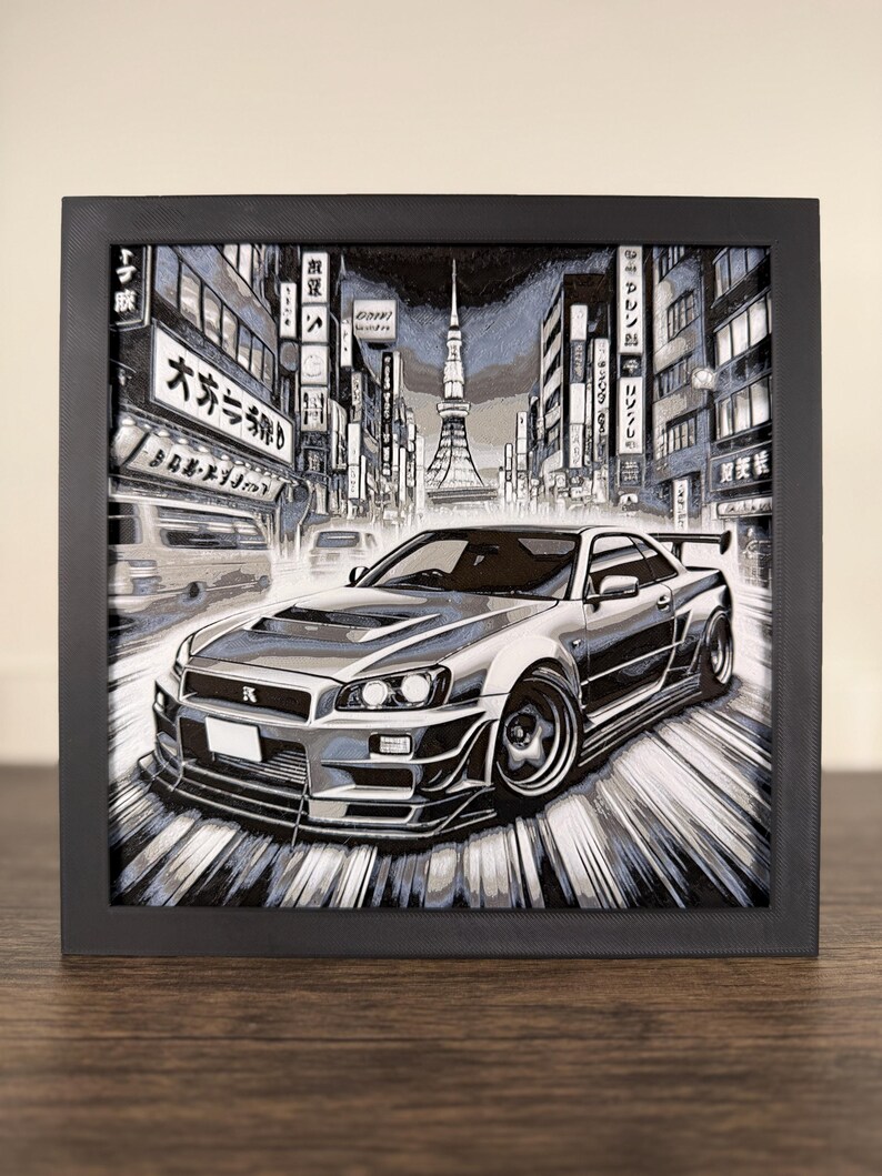 Nissan Skyline R34 GTR in Tokyo - Hueforge 3D Printed, Art, Decor ...