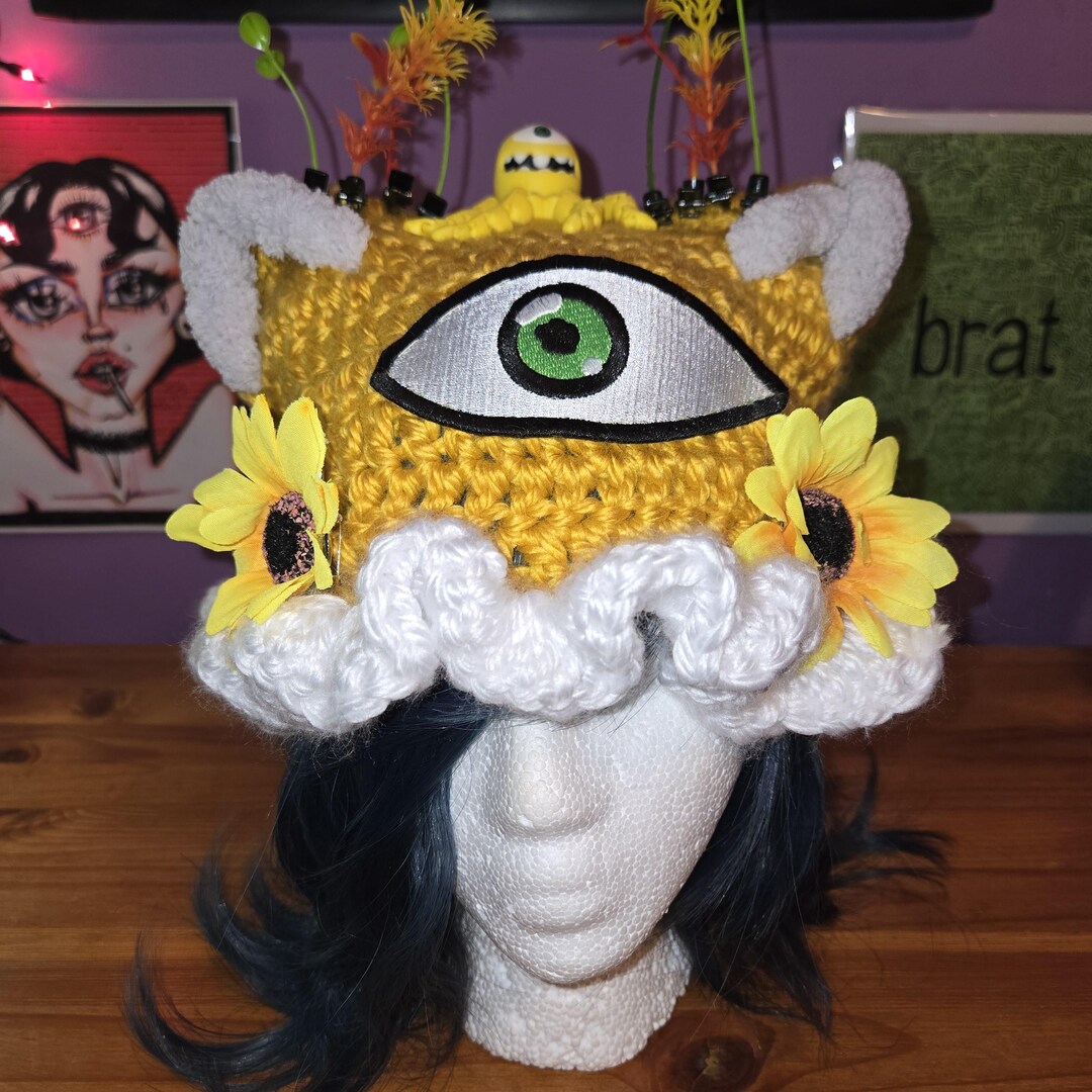 Subtronics Cyclops Crocheted Cat Hat - Etsy