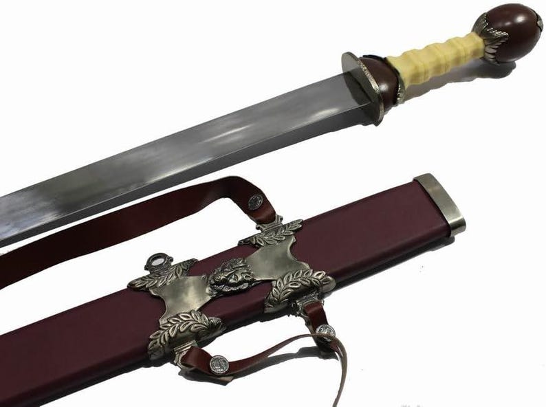 Roman Gladius Sword Replica – Gold Finish Medieval Style Sword With ...