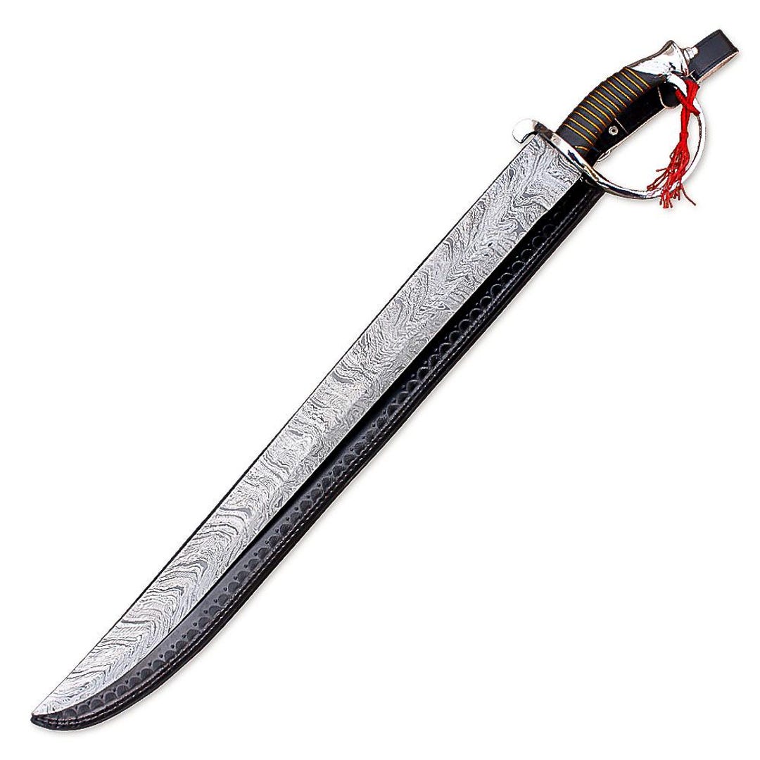 Handmade Damascus Steel Cutlass Sword: 24" Silver Cosplay Scimitar - Etsy