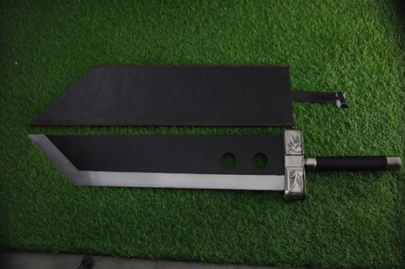Buster Sword Replica – Black Edition, FF7 Cosplay Sword With Leather ...
