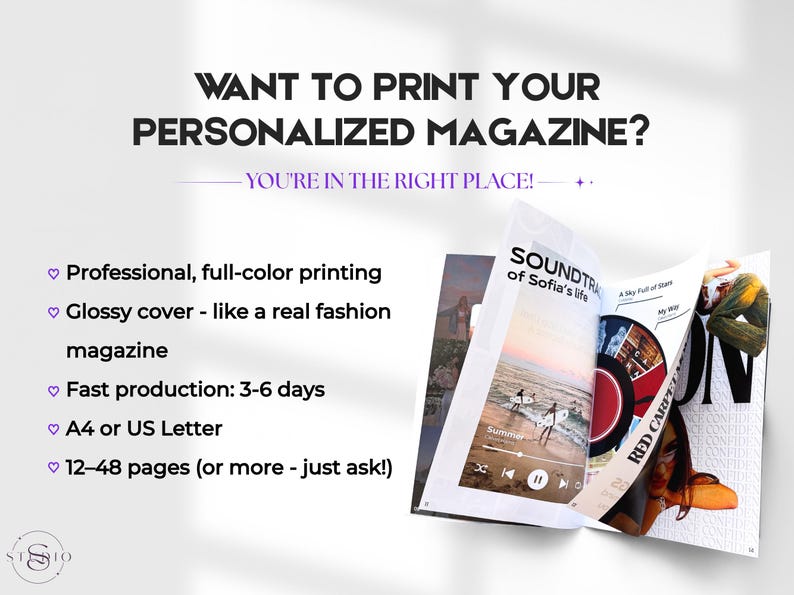 Personalized Glossy Magazine Print, Print My Canva Design, Fashion Magazine,custom Magazine ...