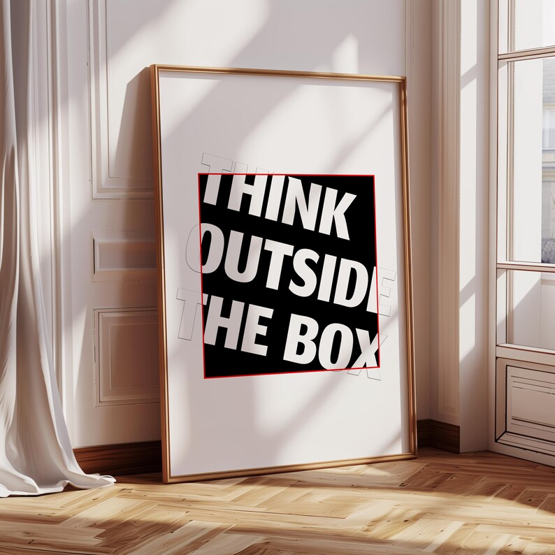 Think Outside the Box Poster, Motivational Wall Art, Office Decor, Dorm ...