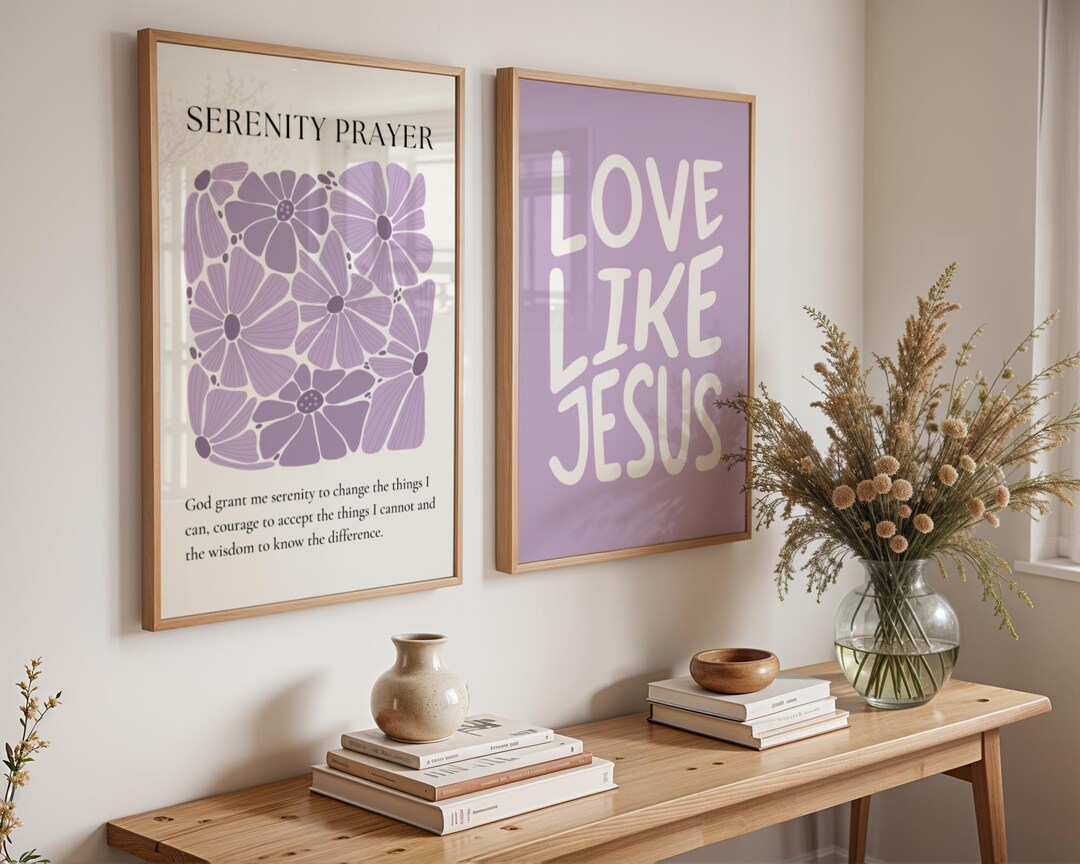 Lavender Floral Christian Prints: Serenity Prayer, Love Like Jesus ...