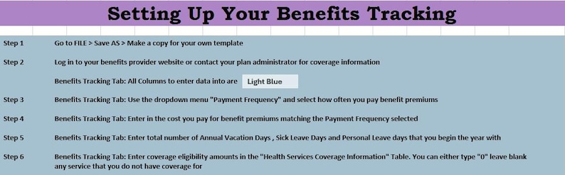 Benefits Tracker Excel Template | Health, PTO, Annual Analysis - Etsy