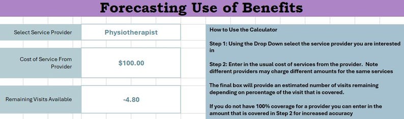Benefits Tracker Excel Template | Health, PTO, Annual Analysis - Etsy