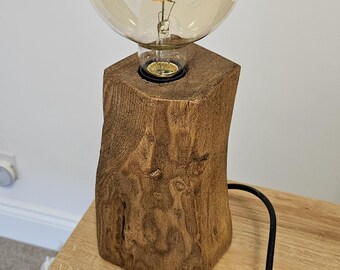 Small LED Log Light Table Lamp Desk Light Real Wooden Log Hollow ...