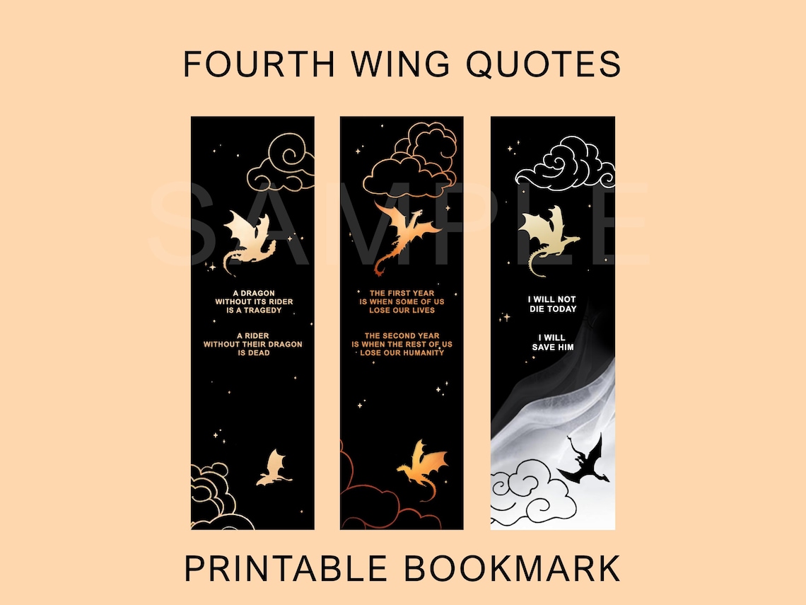 Fourth Wing Quotes Printable Bookmarks - Etsy