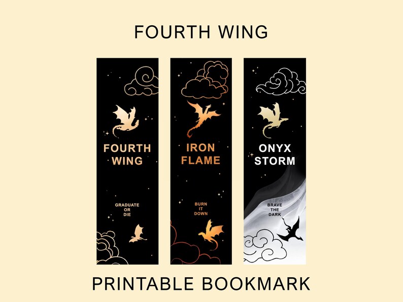 Fourth Wing Printable Bookmarks - Etsy