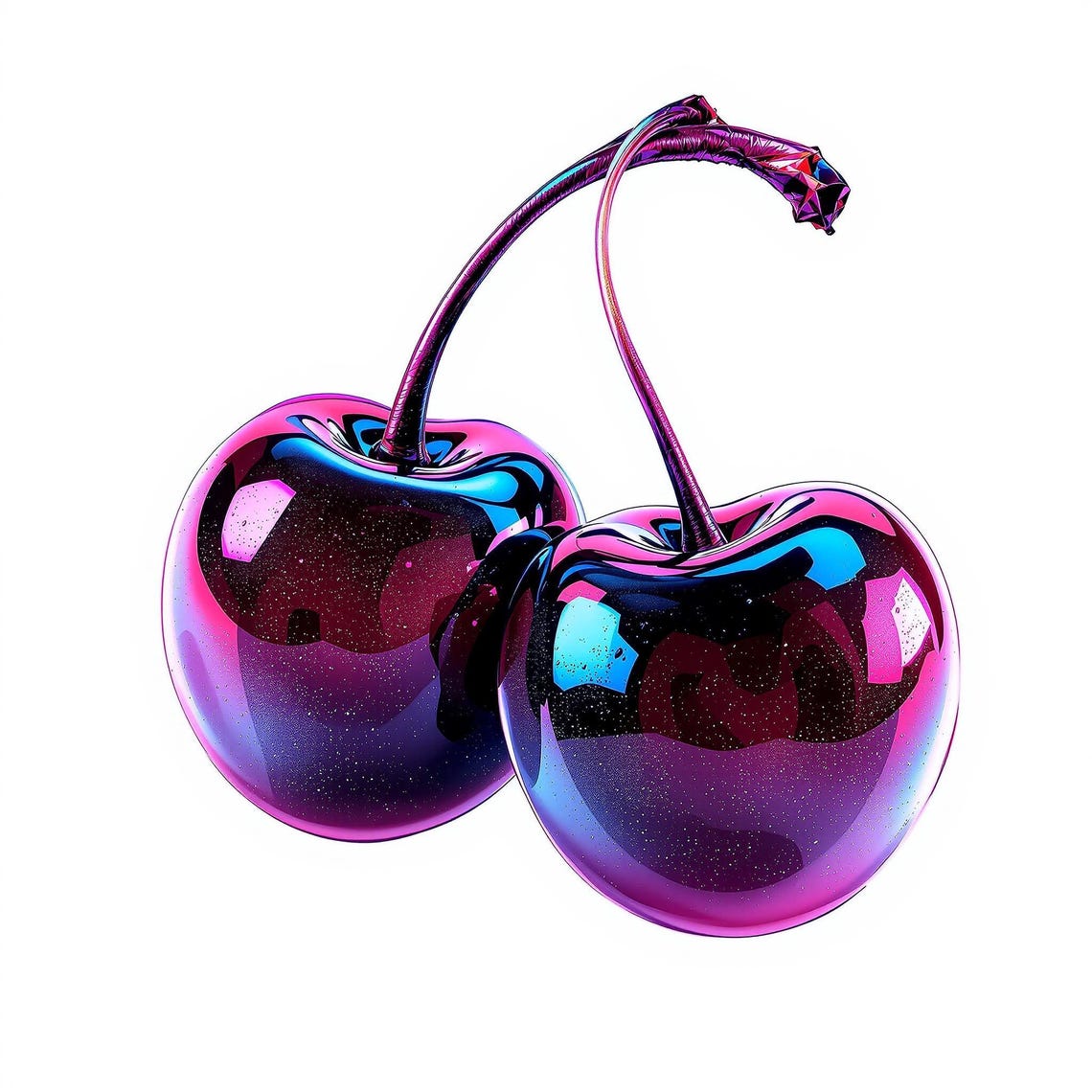 Vibrant Cherry Digital Art Print, Gradient Cherry PNG, Glossy Digital ...