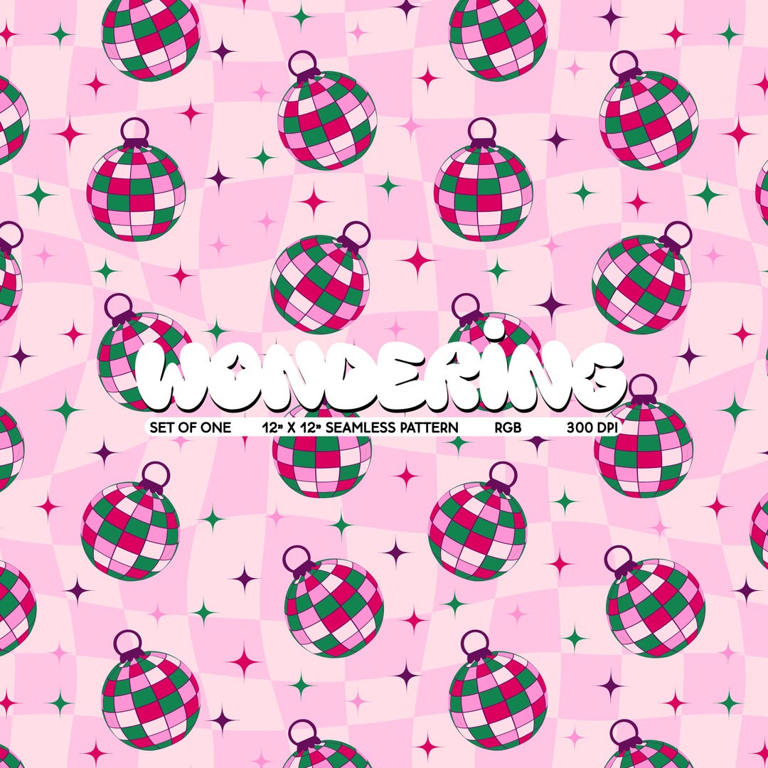 Christmas Disco Checkerboard Pink | Digital Download Seamless Print ...