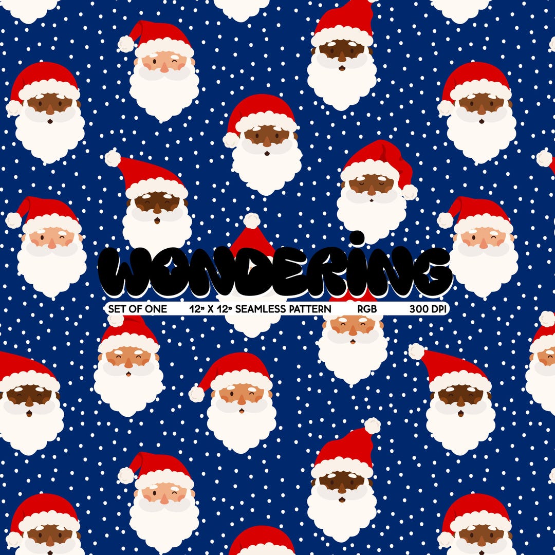 Santa Multicultural Digital Wrapping Paper Seamless Repeating Pattern ...