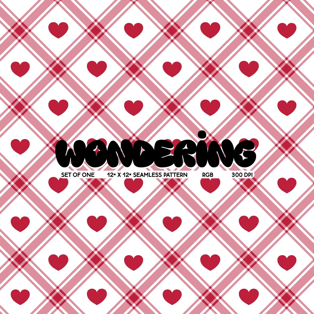 Plaid Hearts Seamless Pattern: Red Bows, Valentine's Day (digital ...