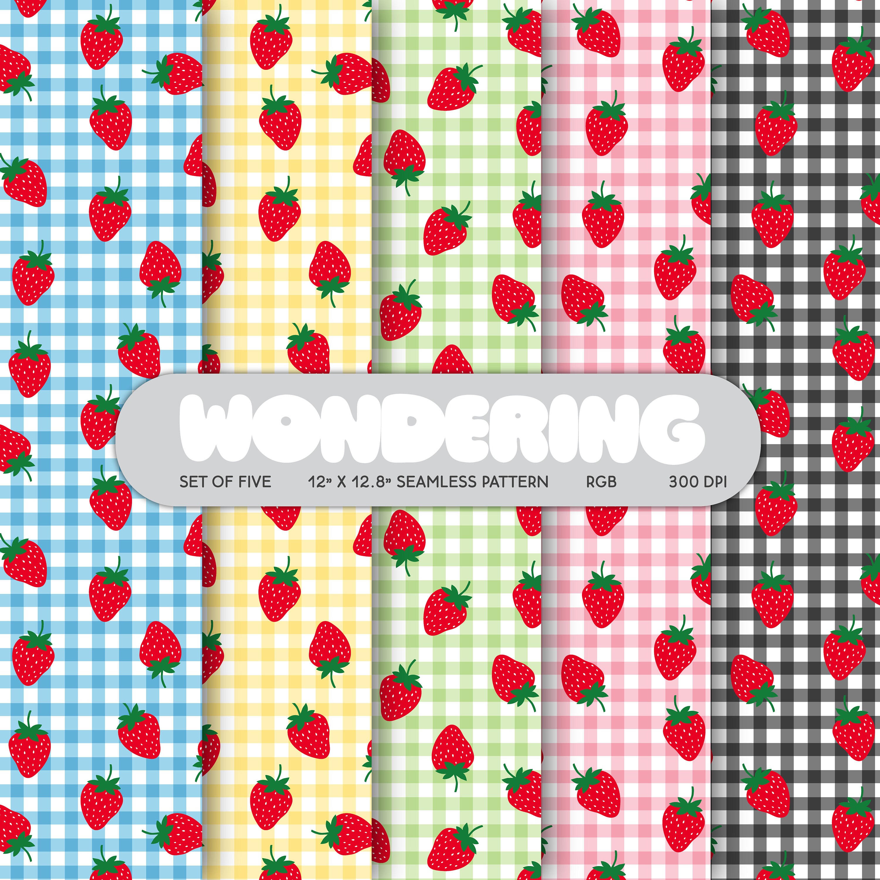 Gingham Strawberries | Seamless Fashion Textile Print | JPEG for ...