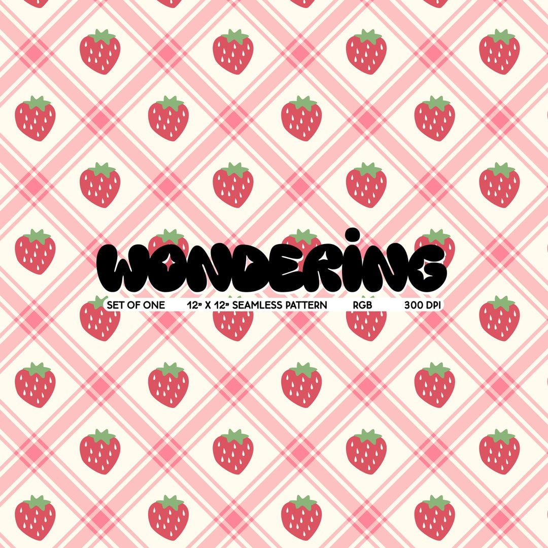 Strawberry Plaid Seamless Pattern: Girly Cottagecore Textile (JPEG ...